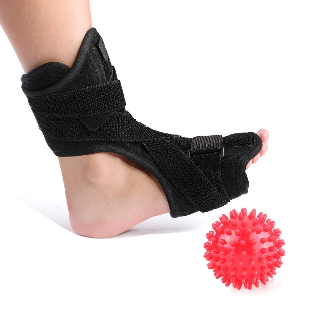 AYNEFY Wrap Ankle Joint Support, Night Splint Foot Drop Orthotic Brace Support Ankle Splint Support Fracture Sprain Injury Support with Massage Ball for Treating Foot Drop