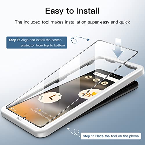 JETech Screen Protector for Google Pixel 6a 6.1-Inch with Camera Lens Protector, Easy Installation Tool, Fingerprint Compatible, Tempered Glass Film, HD Clear, 2-Pack Each