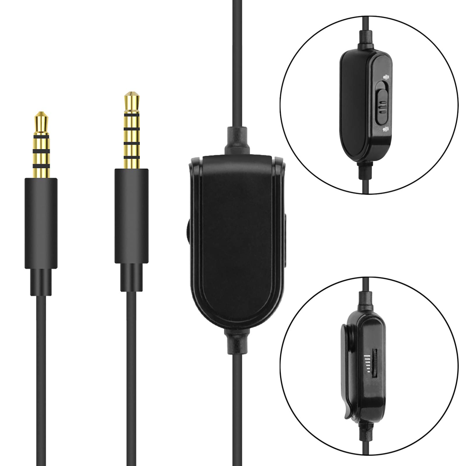 Geekria QuickFit Audio Cable with Mic Compatible with Astro A40 tr, A40, A30, A10, A10 Gen 2 Gaming Headsets Cable, 3.5mm Aux Replacement Stereo Cord with Inline Microphone (6 ft/2 m)