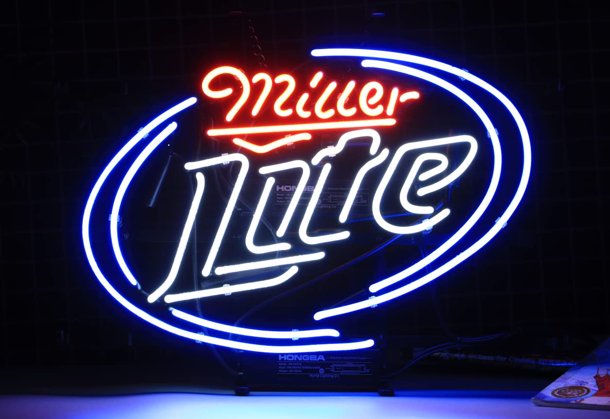 Mirsne Neon Light Signs, 17 Inch Bar Beer Neon Signs, Handmade Glass Neon Signs, Unique Neon Bar Beer Signs for Mancave Bedroom Home Bar. (Multi-Colored 1)