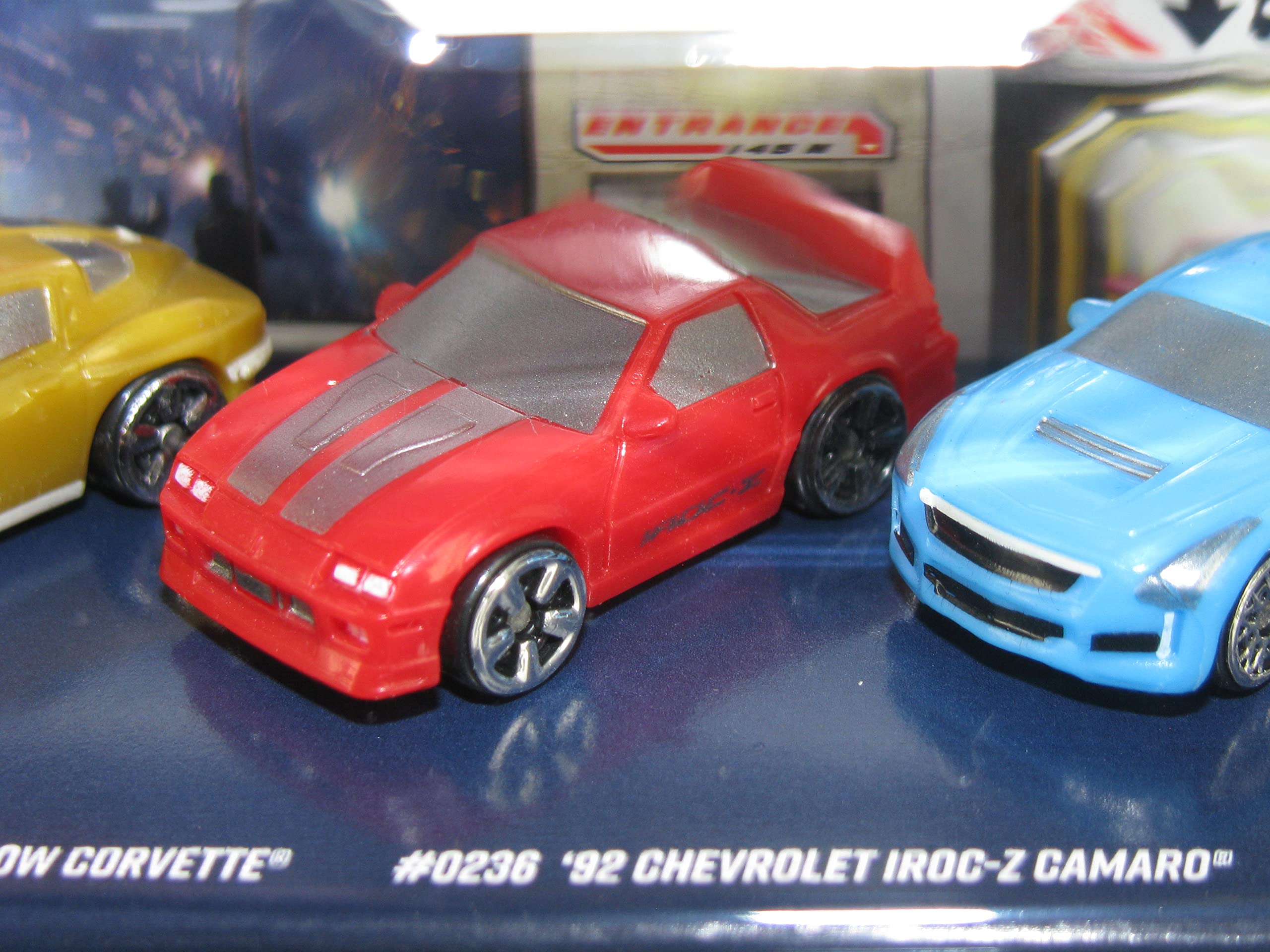 Micro Machines 2021 Series 4 World Pack #11 GM Icons: ZR1 Corvette, Pontiac Trans Am, '63 Split Window Corvette, IROC-Z Camaro, Cadillac CTS V