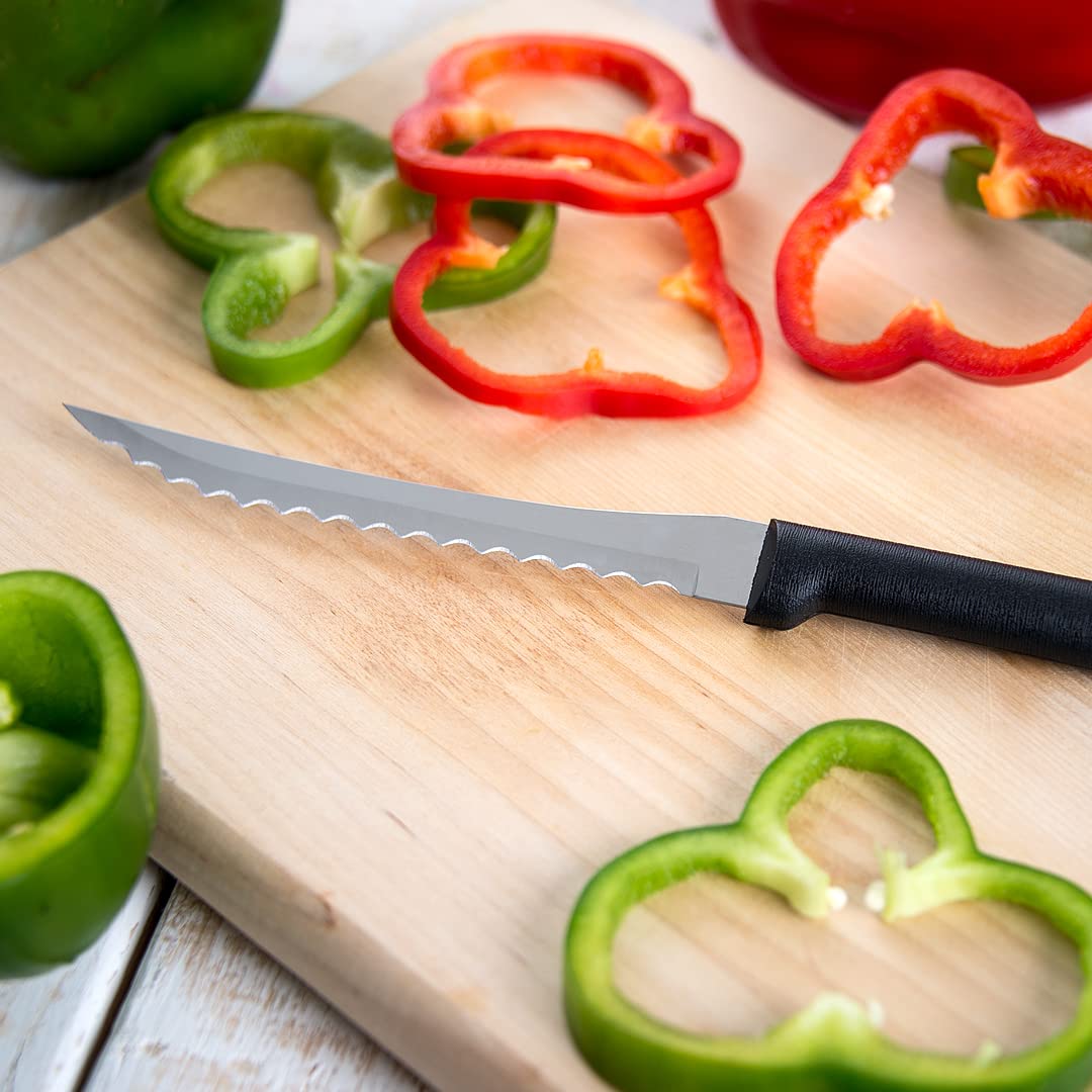 RADA Cutlery Tomato Slicing Knife Stainless Steel Blade Made in USA, 8-7/8 Inches, 2-Pack, Black Handle