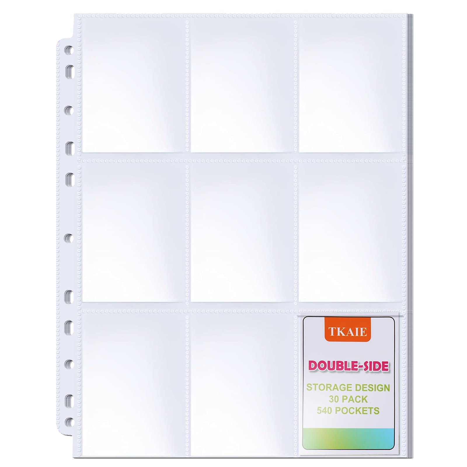 Double-Sided 540 Pockets Baseball Card Sleeves - Trading Card Sleeves Pages Fit 3 Ring Binder, 9 Pocket Page Protector for Standard Size Cards, Sport Cards, Game Cards, Business Cardsļ¼30 Packļ¼