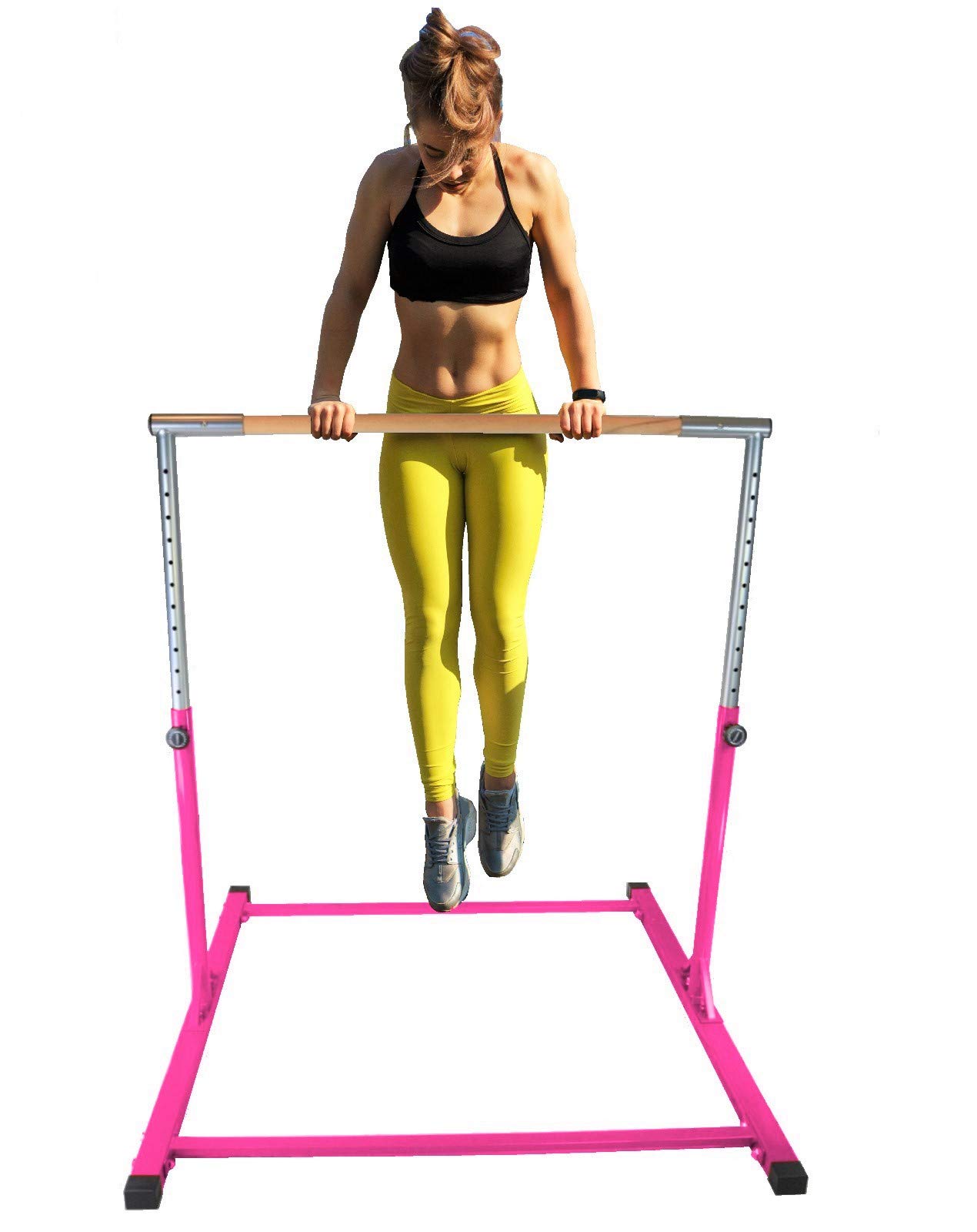 Athletic Horizontal Bar 5 Ft Adjustable Gymnastics Bars 300 Lb Capacity Standard Kip Kids Jungle Jr Training Pink