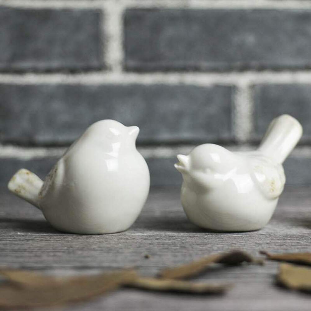 SENTOP, 2pcs Ceramic Bird Figurines,Modern Minimalist Animal Ornament Home Decor Mini Bird Figurine Gift for Garden Desktop Display Decor