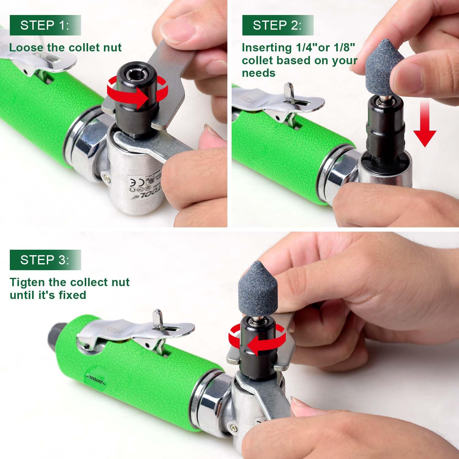 DOTOOL Air Right Angle die Grinder,1/4'' Angle Die Grinder,22000 RPM , Pneumatic 90 Degree Die Grinder with 1/4" and 1/8" Collets for Grinding, Polishing, Cutting and More