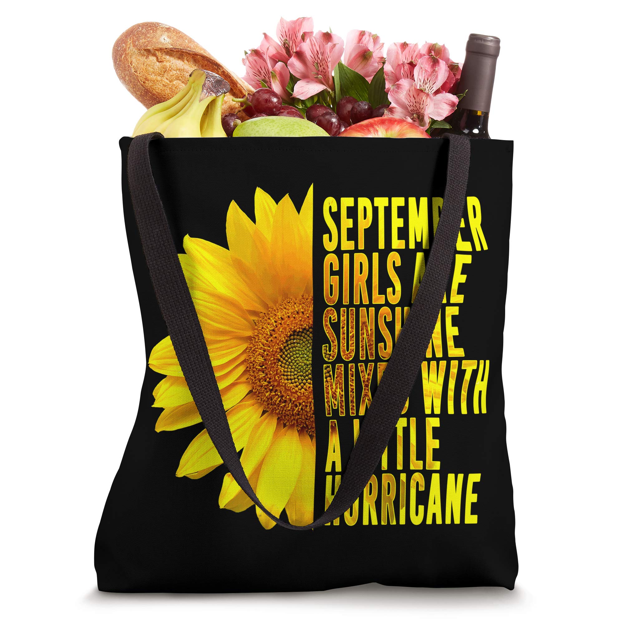 SEPTEMBER GIRLS SUNSHINE MIXED HURRICANE Sunflower Gift Tote Bag