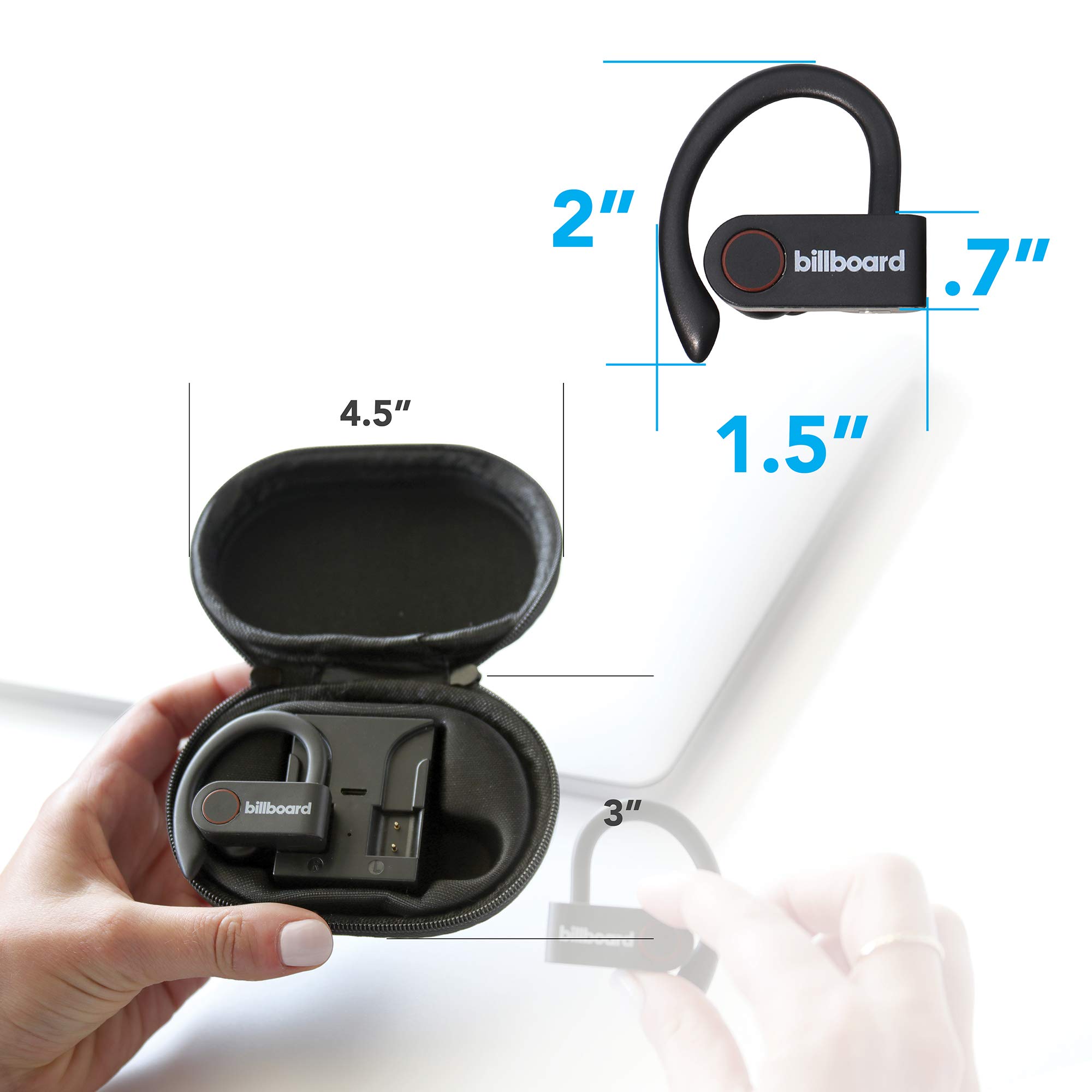 Billboard Bluetooth 5.0 True Wireless Stereo Sport Earhooks with Charging Case, Black/Red (BB2819)