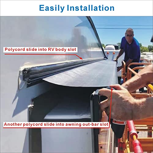 Dulepax-RV Slide Out Awning Fabric Replacement-(46" x 170.2", White- Fabric only)-Universal Slide-Topper Replacement for 5th Wheel RVs, Travel Trailers and Motorhomes…