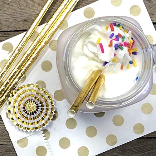 Black and Gold Foil Paper Drinking Straws - Stripe and Solid - 7.75 Inches - 100 Pack - Outside the Box Papers Brand