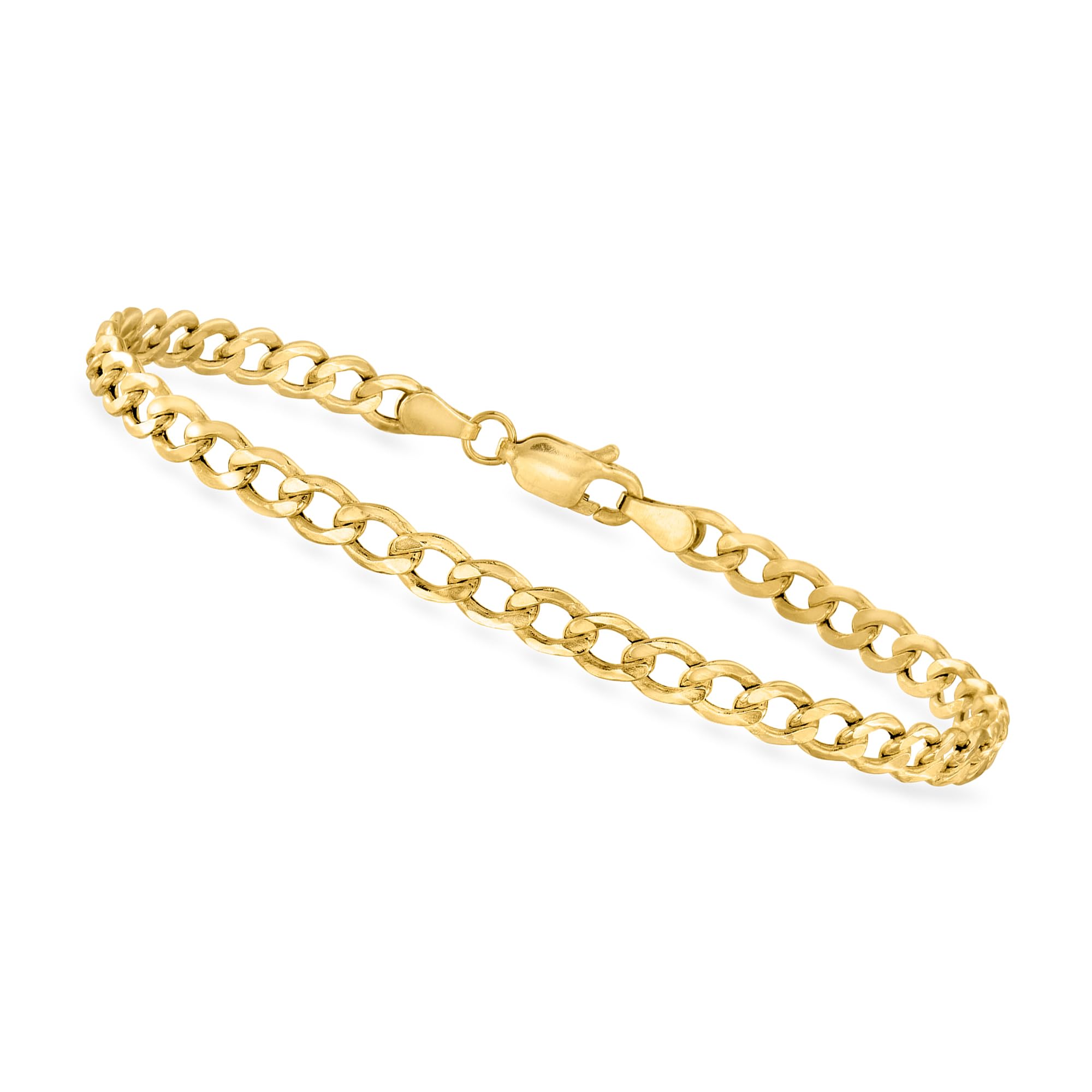 Canaria 4.3mm 10kt Yellow Gold Curb-Link Bracelet. 7 inches