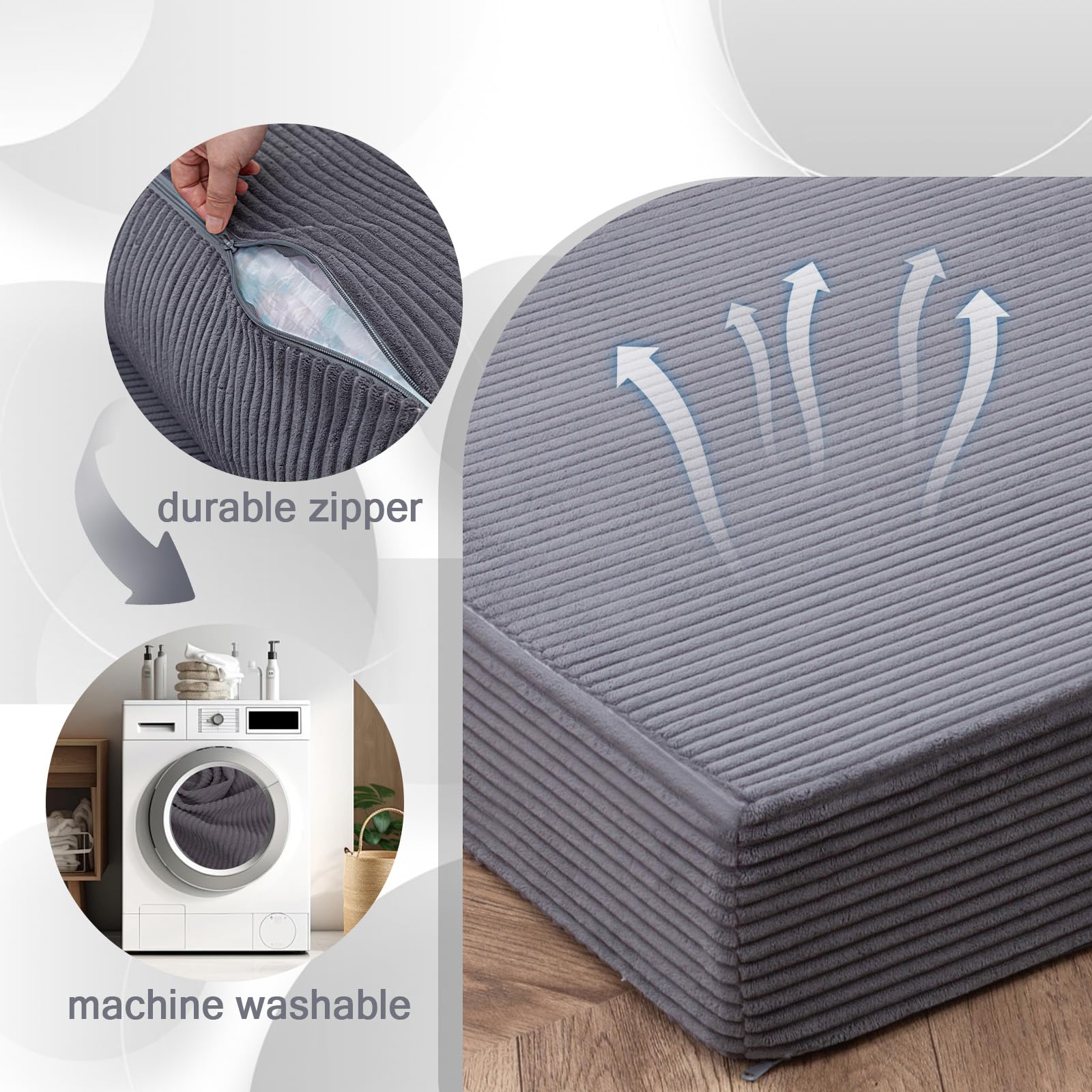 COMAX Folding Sofa Bed, Convertible Sofa Queen Floor Couch with L-Shaped Armrests, Foldable Futon Chair Bed Sleeper Mattress Fold Out Comfy Lounge for Living Room Bedroom, Dark Grey