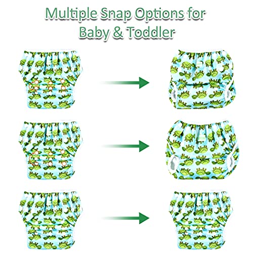 wegreeco Baby & Toddler Snap One Size Adjustable Reusable Baby Swim Diaper (Diving, Ocean, Turtle, Large, 3 Pack)