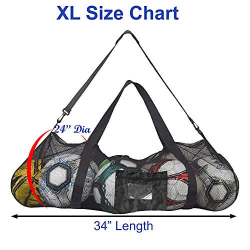 Athllete Extra-Large Heavy-Duty Soccer Ball Bag (34β X 24β) with Comfortable Shoulder Straps - High Capacity Mesh Ball Bag for Sports and Training