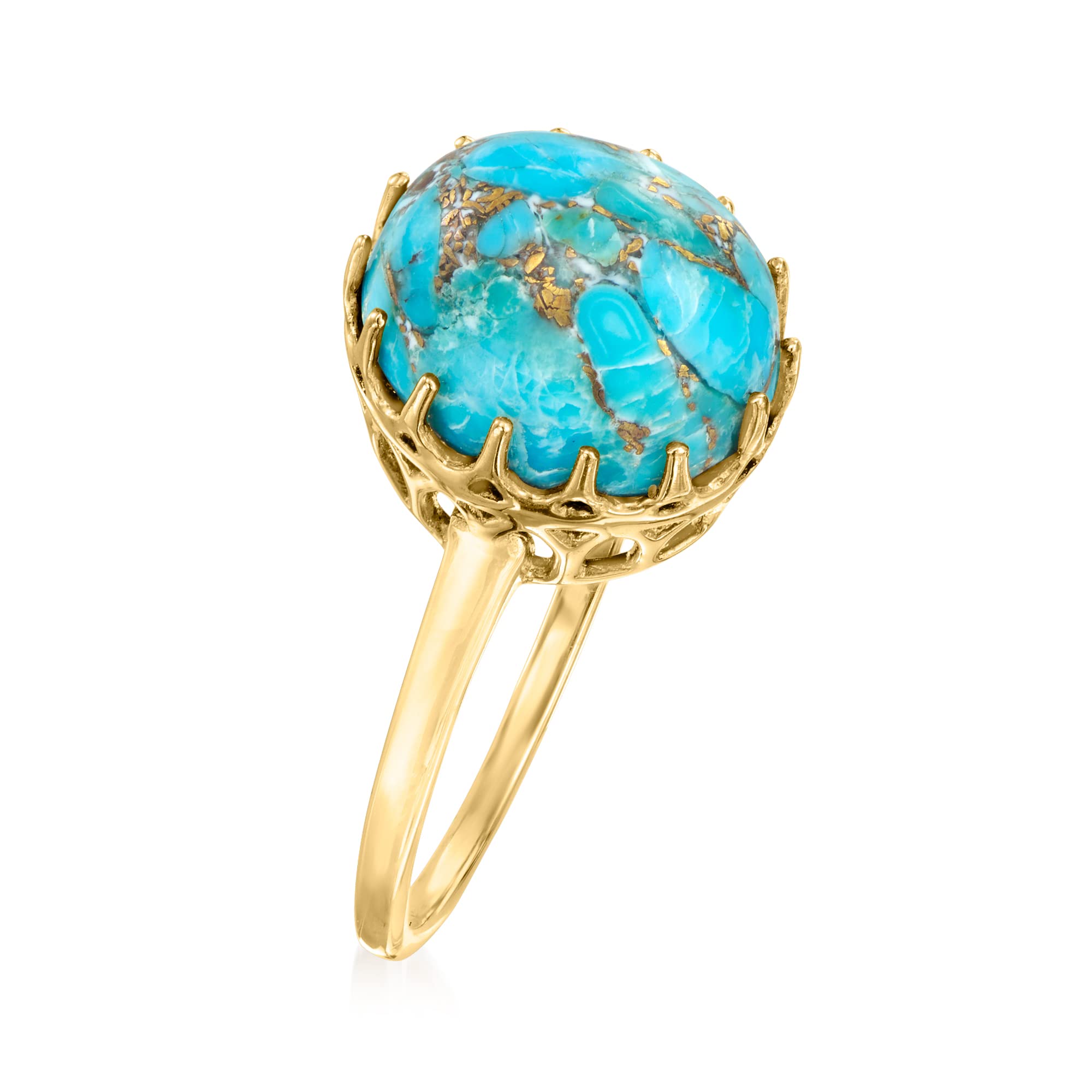 Canaria Turquoise Ring in 10kt Yellow Gold. Size 6