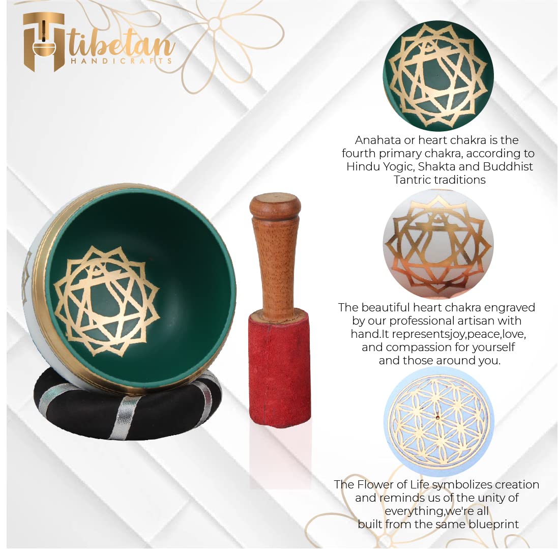 Tibetan Singing Bowl Set - Easy To Play Authentic Handmade For Meditation Sound 7 Chakra Healing by Tibetan Handicrafts