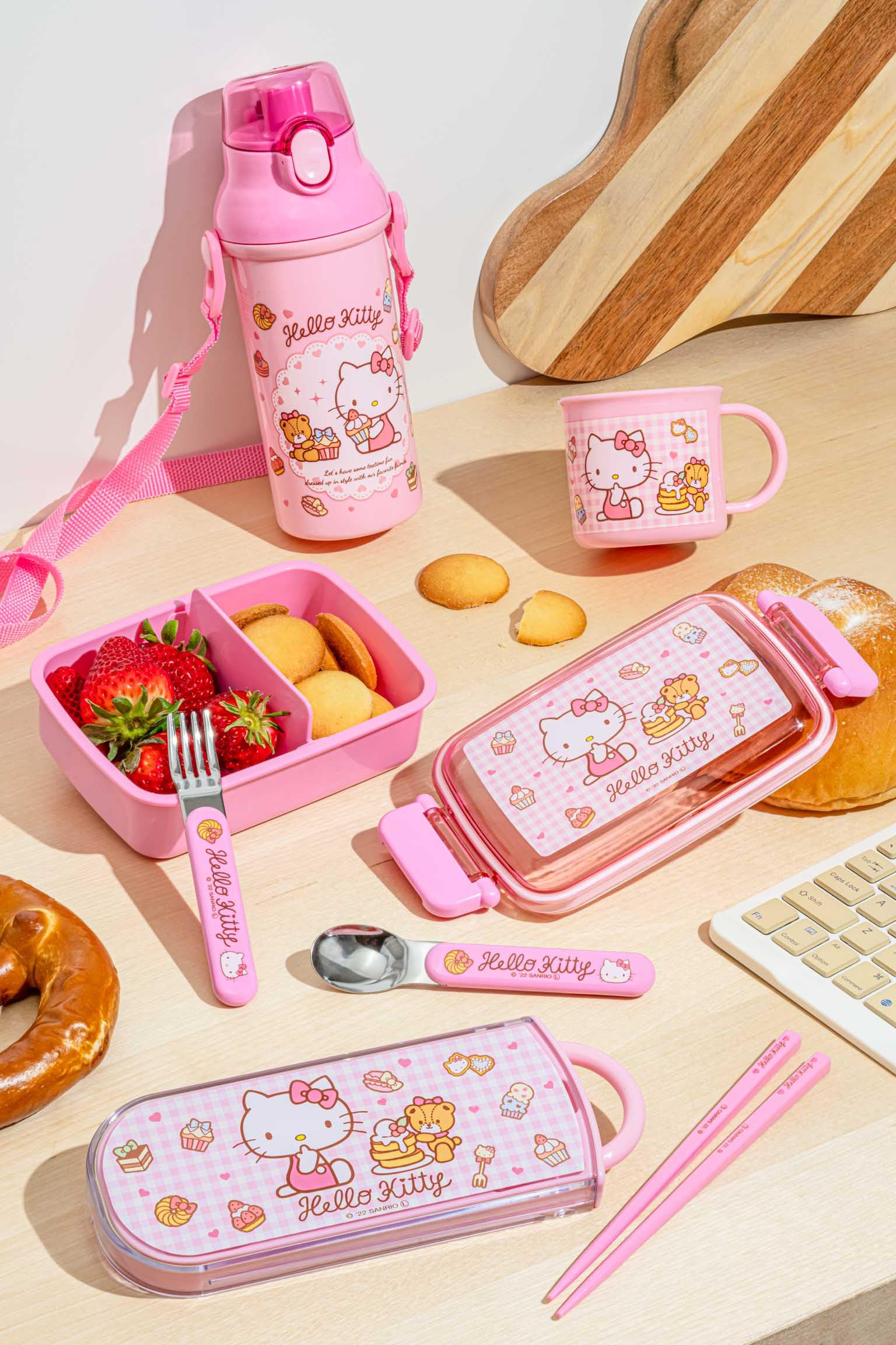 Hello Kitty Utensil Set - Includes Reusable Fork, Spoon, Chopsticks and Carrying Case - Authentic Japanese Design - Durable, Dishwasher Safe- Sweet