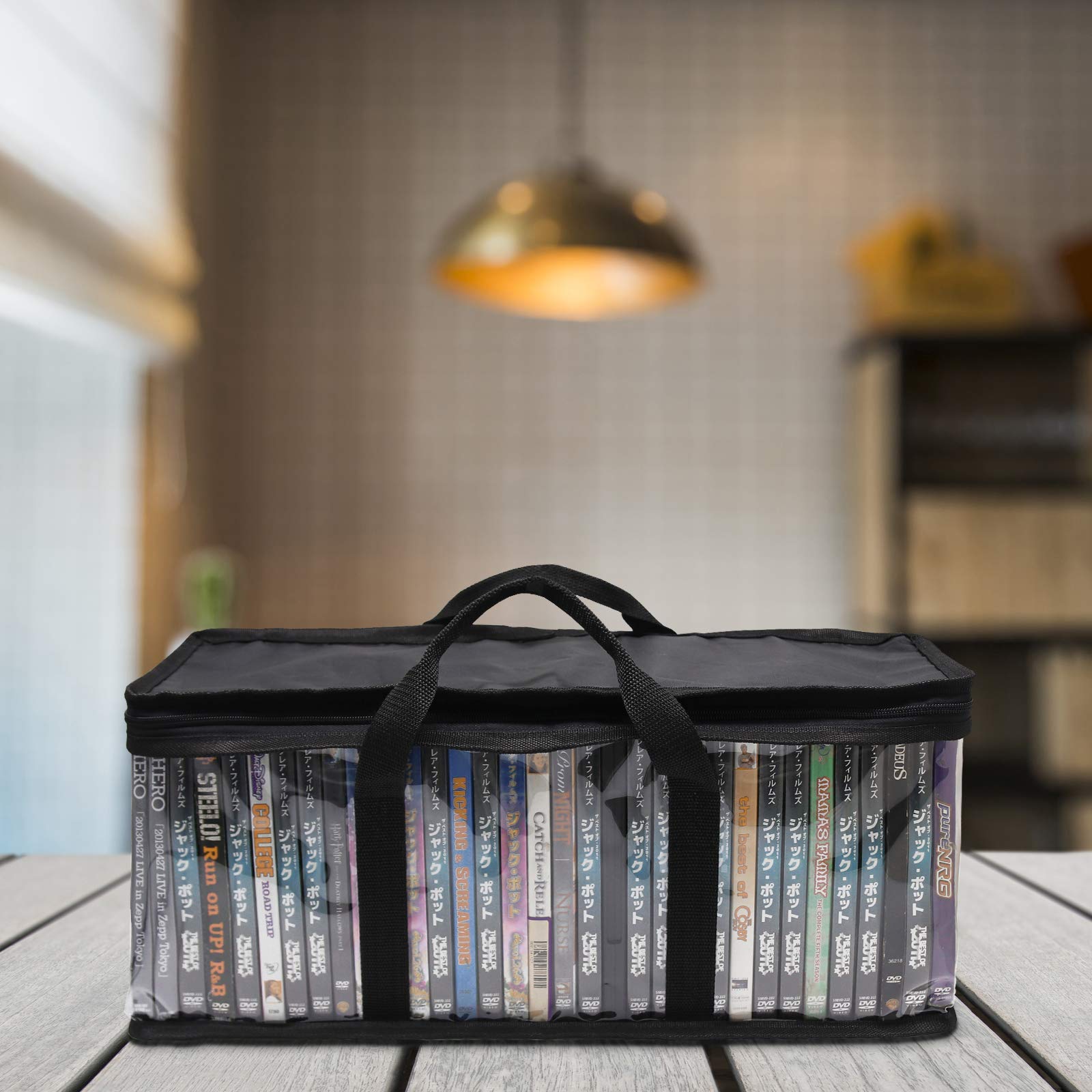 ARTWIND DVD Storage Bags Black,Holds 40 DVDs/BluRay/Movies/Media/PS4 Video Games,Zippered (Black-1 Pack)