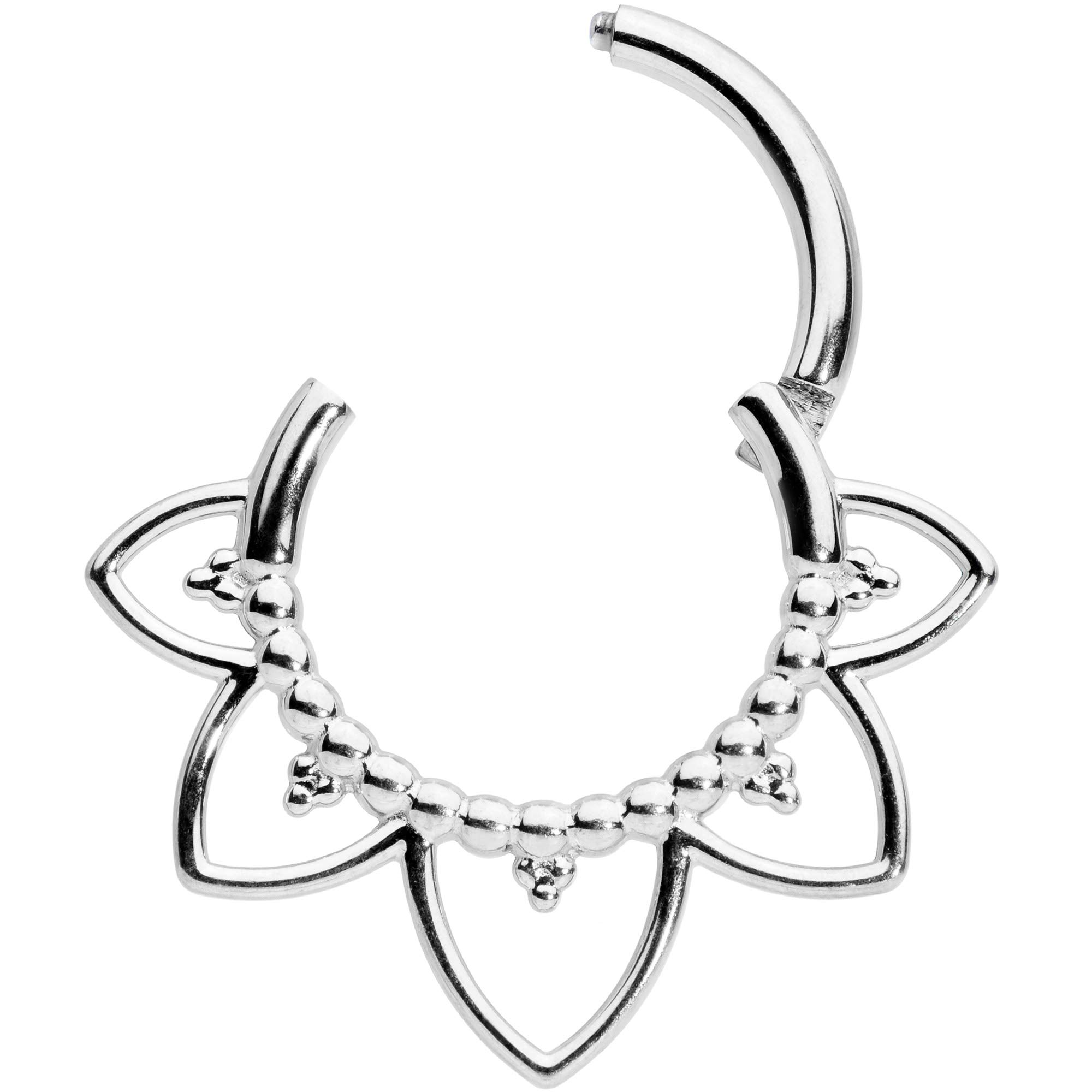 Body Candy Womens 16G 316L Steel Hinged Segment Ring Seamless Cartilage Nipple Ring Flower Nose Hoop 5/16"