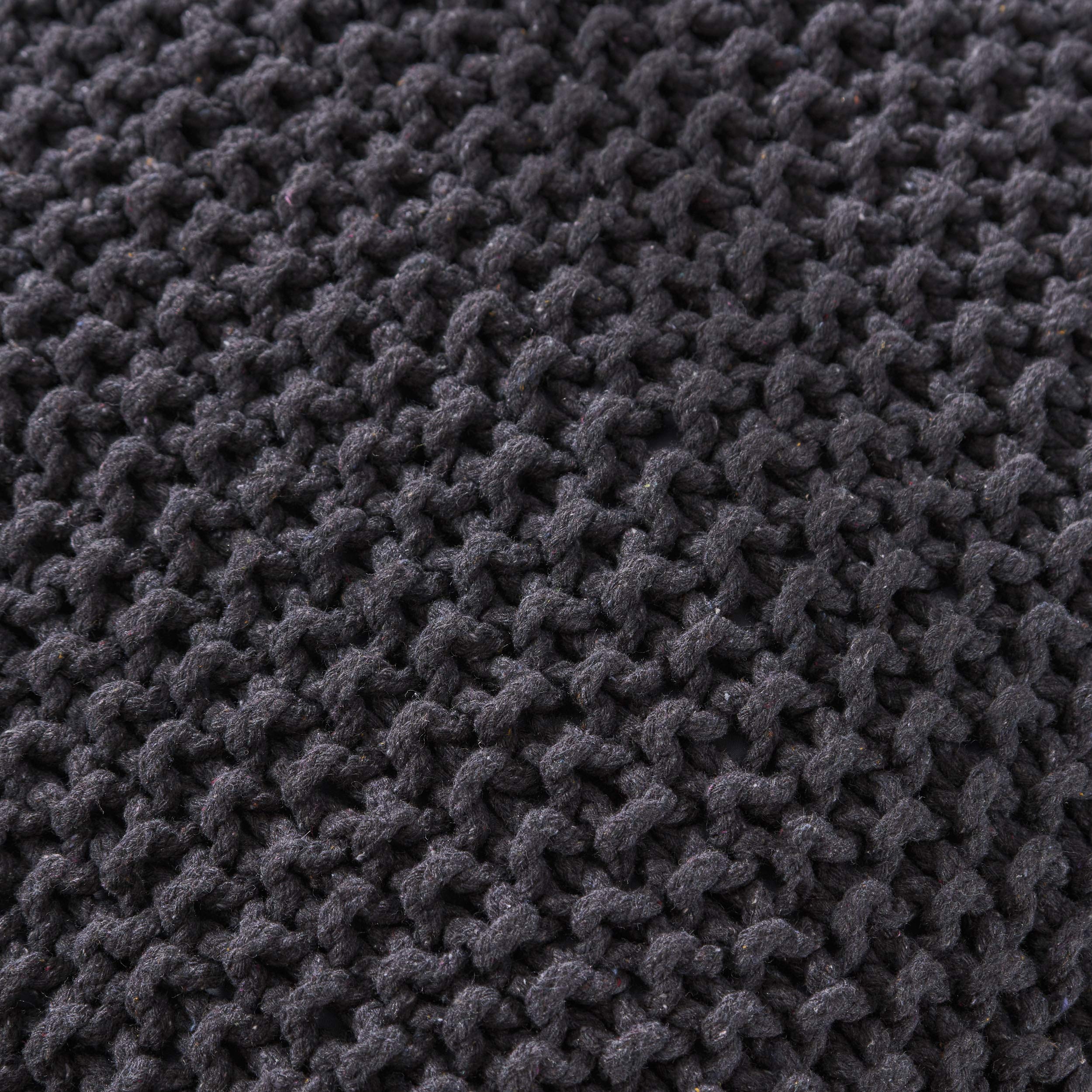 Christopher Knight Home Joyce Knitted Cotton Square Pouf, Dark Grey Small