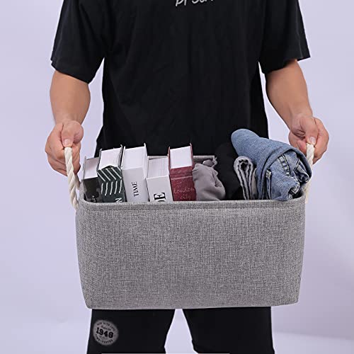Storage Basket for Shelves Closets Pet toy Baby Toy, Collapsible Fabric Storage Bin for Laundry, Nursery(2pcs/Small 11.8Lx7.8Wx5.9H, Grey)