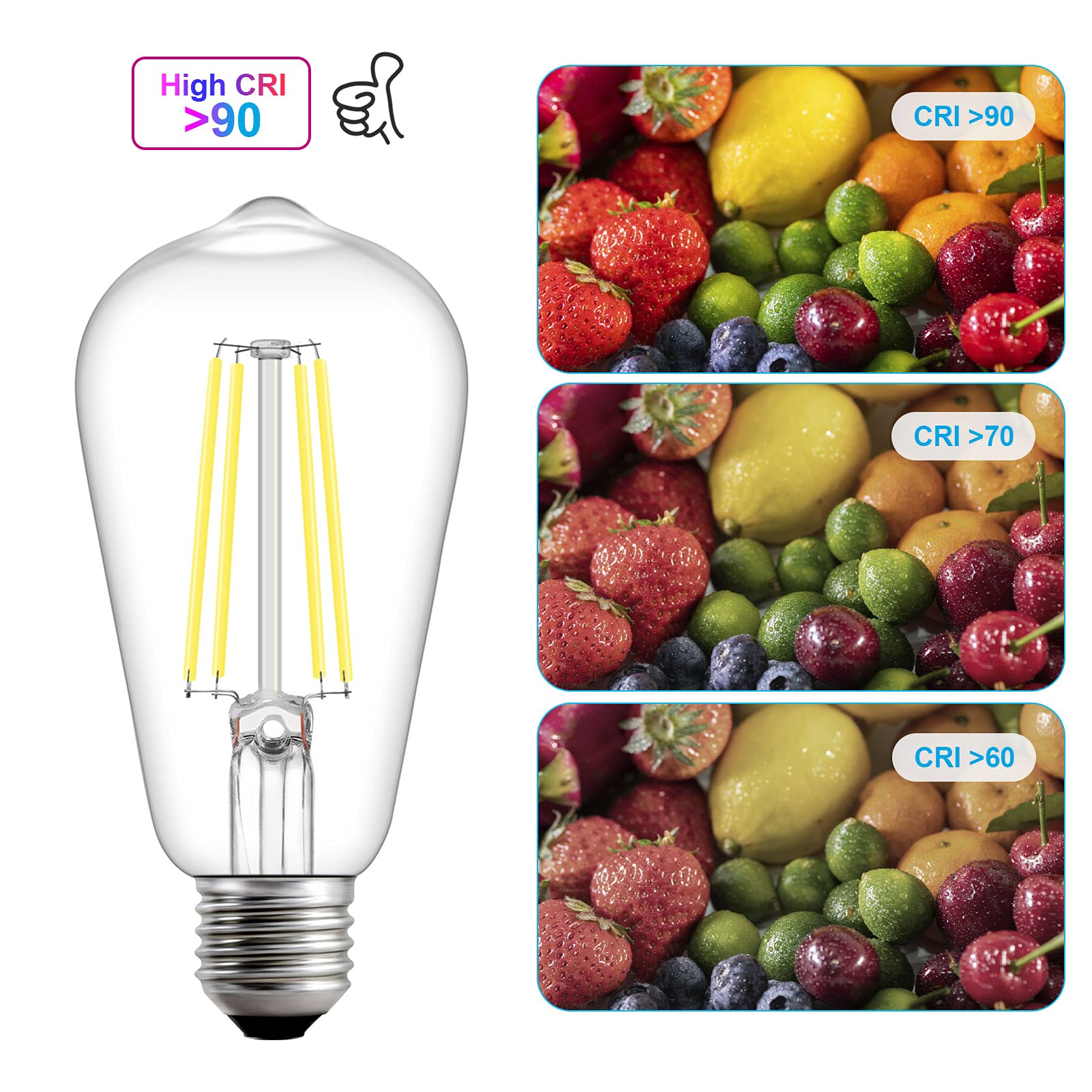 Candelabra Led Light Bulbs, 40W 500Lm E12 Led Bulb, 2700k Warm White Edison LED Light Bulbs, Amber Glass Decorative Bulb for Chandeliers, Ceiling Fan, Pendant, 6 Packs (B11 Warm White)