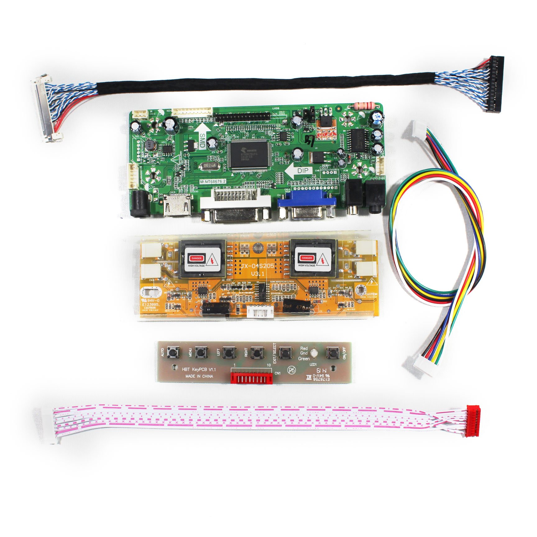 VSDISPLAY HD-MI VGA DVI Audio LCD Driver Board for 20.1" 22" M201EW02 M220EW01 1680x1050 4CCFL 30Pin LCD Panel