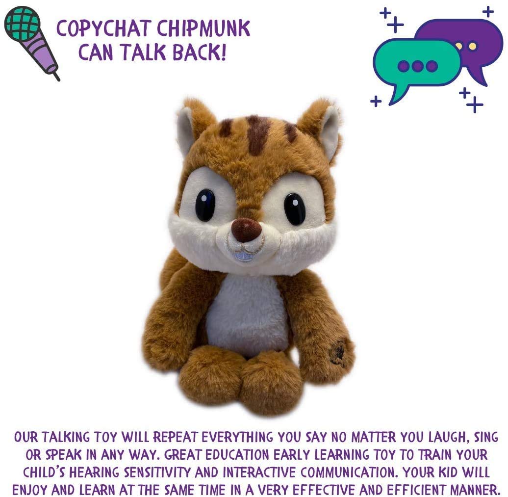 Mighty Mojo Talk Back Plush - Repeats What You Say Super Fast, Mimicry Electronic Record, Talk Back Toy for Kids, Perfect Early Learning Gift (Mouse)