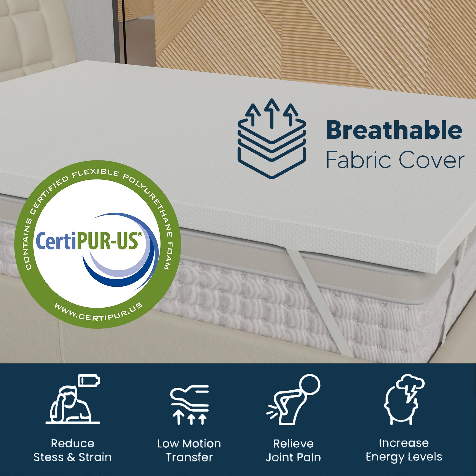 Zutan, 1-Inch Medium Firm Mattress Toppers with Breathable Cover, Cooling Mattress Pad for Back Pain, Soft and Removable, Queen, White