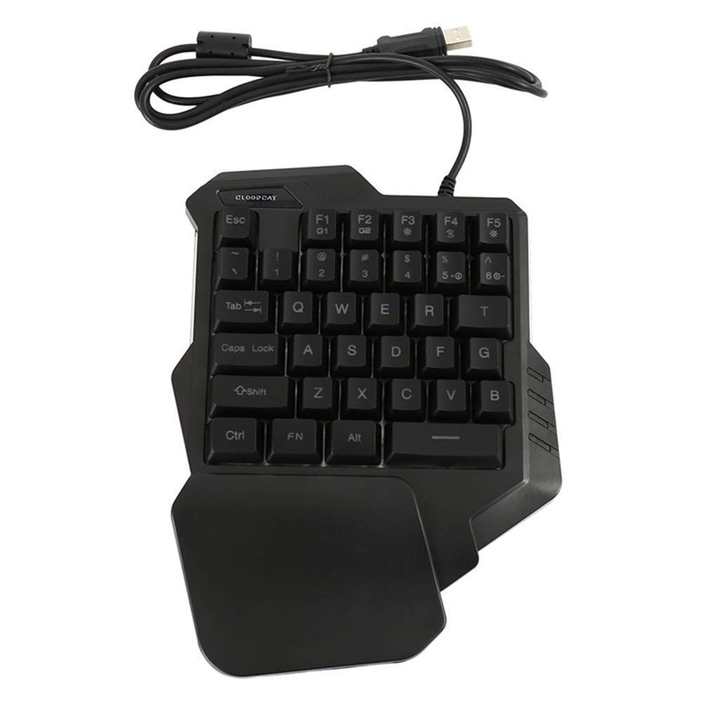 TIDECAT One-Handed RGB Backlit Gaming Keyboard,35 Keys Mini Gaming Keypad,Portable Game Controller for PC PS4 Xbox Gamer,Black,17.3x23x3.7cm