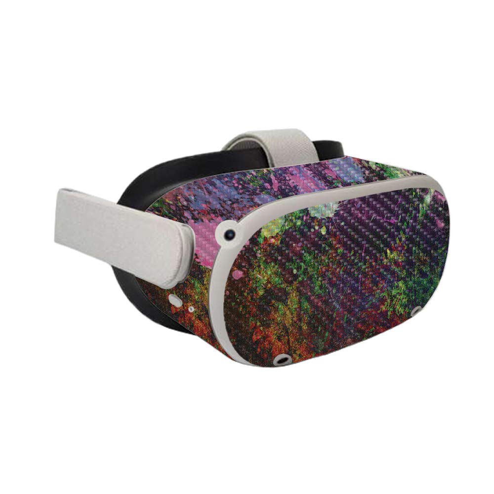 MIGHTY SKINS Carbon Fiber Skin Compatible with Oculus Quest 2 - Paint Drip | Protective, Durable Textured Carbon Fiber Finish | Easy to Apply, Remove, and Change Styles | Made in The USA (CF-OCQU2-Paint Drip)