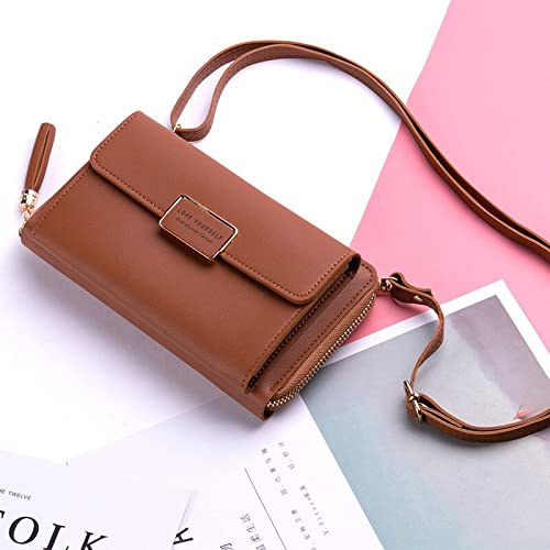 MODENCOOK Anti RFID Theft Large Capacity Crossbody Cell Phone Bag,Leather Wallet,Women Fashion Bag for 6.5 in Phone (Green)