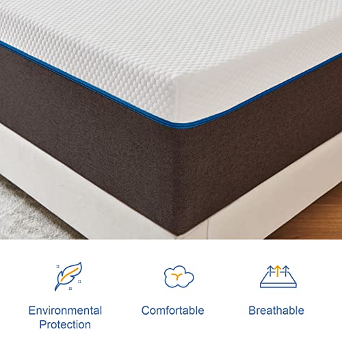 JINGWEI Queen Size Mattress, 12 inch Cooling-Gel Memory Foam Mattress Bed in a Box, Breathable Bed Mattress, 60" * 80"