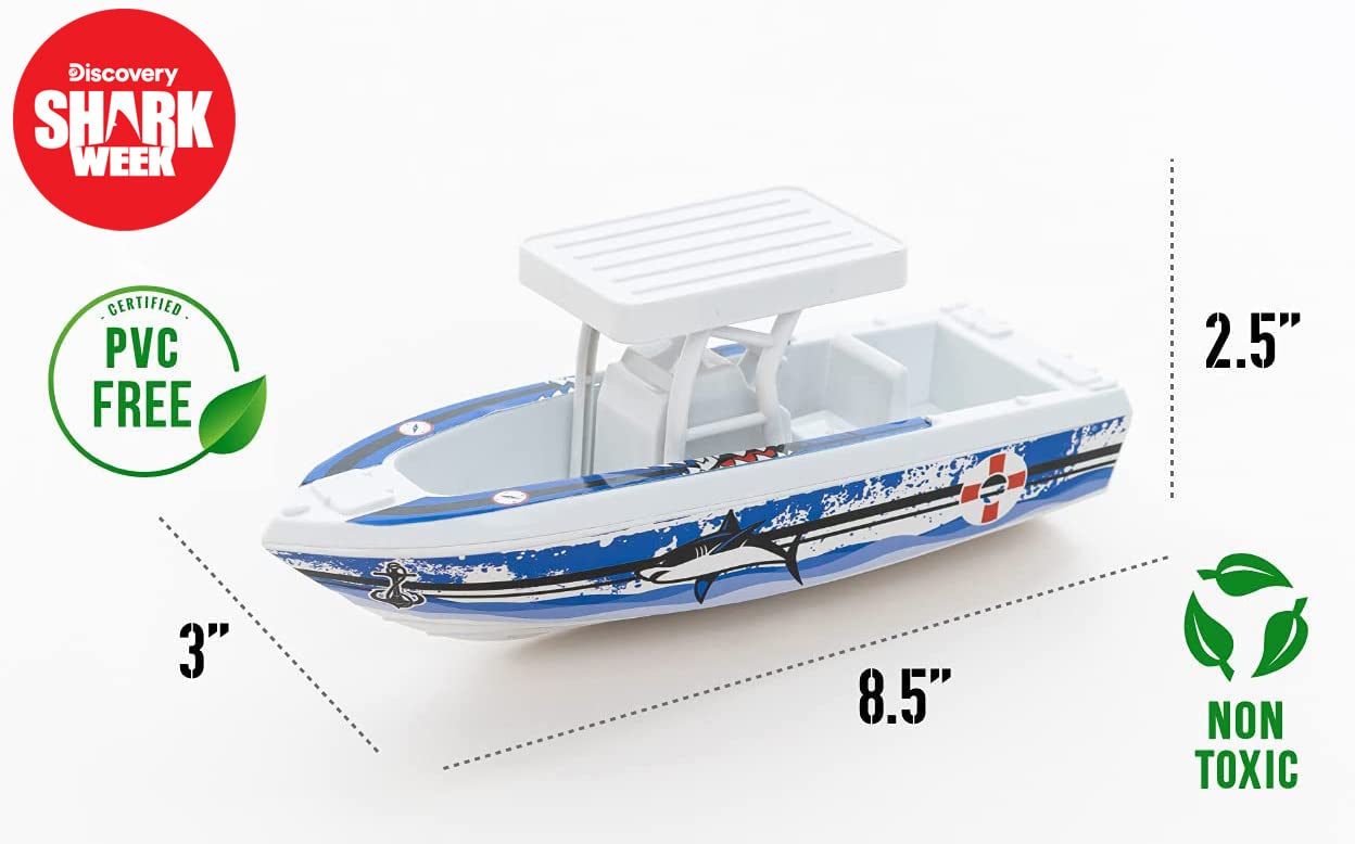 Shark Week Discovery Deep Ocean Explorer Big Toy Playset for Kids, Toy Boat Action Figure Scuba Diver Deep Sea Diver, Great White Shark, Hammerhead, Hand Painted, Eco Friendly, Officially Licensed