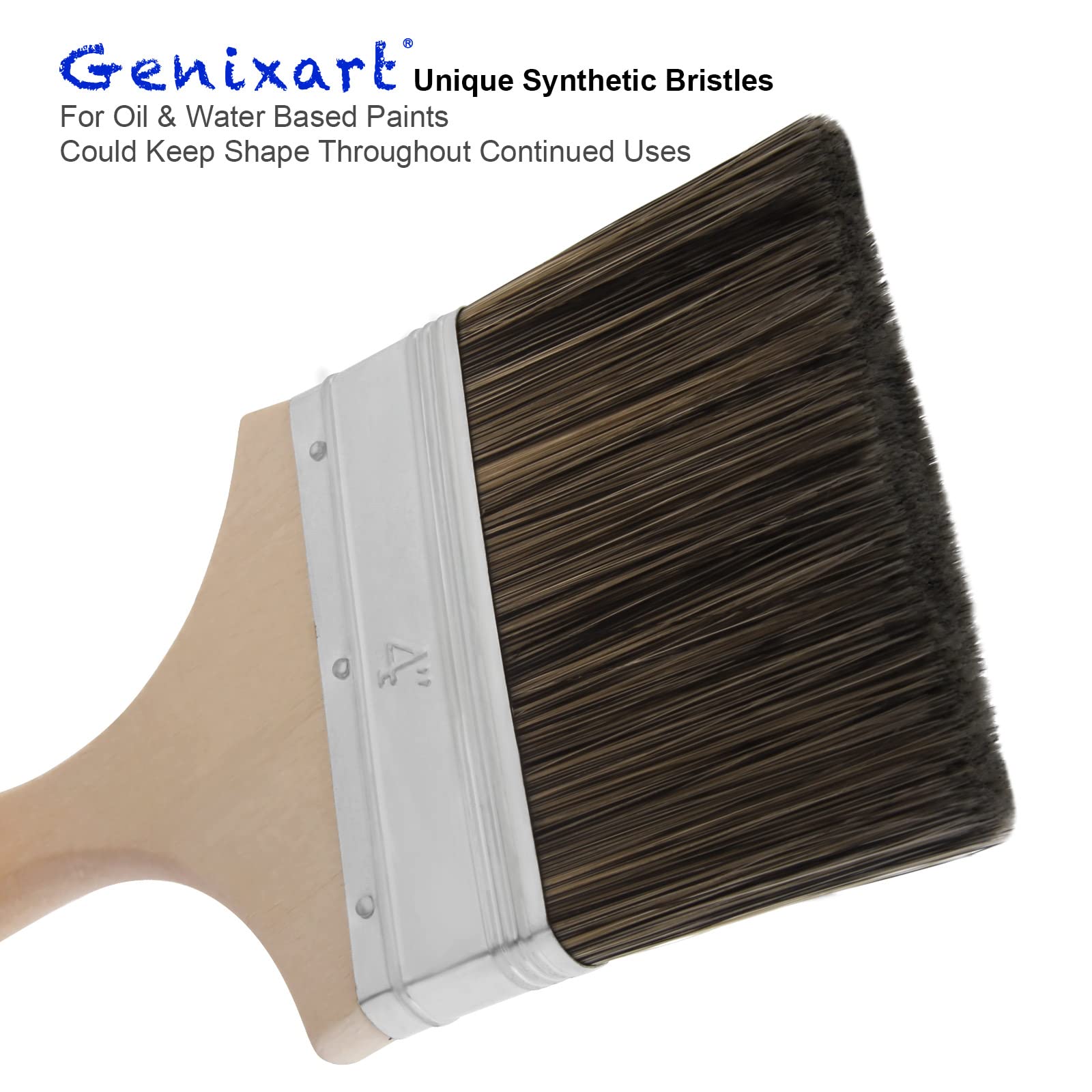 Double Thick Chip Paint Brush, 4 inch / 100mm Stain Brushes for Painting Walls and Fence Staining, Wooden Handle Masonry Paintbrush for Varnish, Paste, Gesso and Limewash
