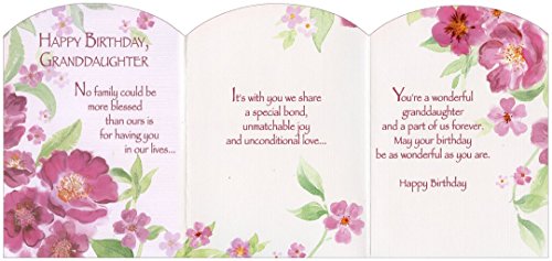 Pink Flowers with Glitter Z Fold: Granddaughter - Designer Greetings Birthday Card