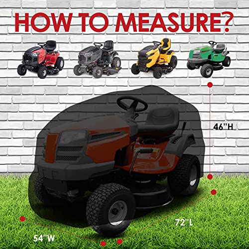K-Musuclo Riding Lawn Mower Cover, Outdoors Tractor Cover Heavy Duty 600D and Pvc Coating, Waterproof Strip With Drawstring & Cover Storage Bag(72"L X 54"W X 46"H)