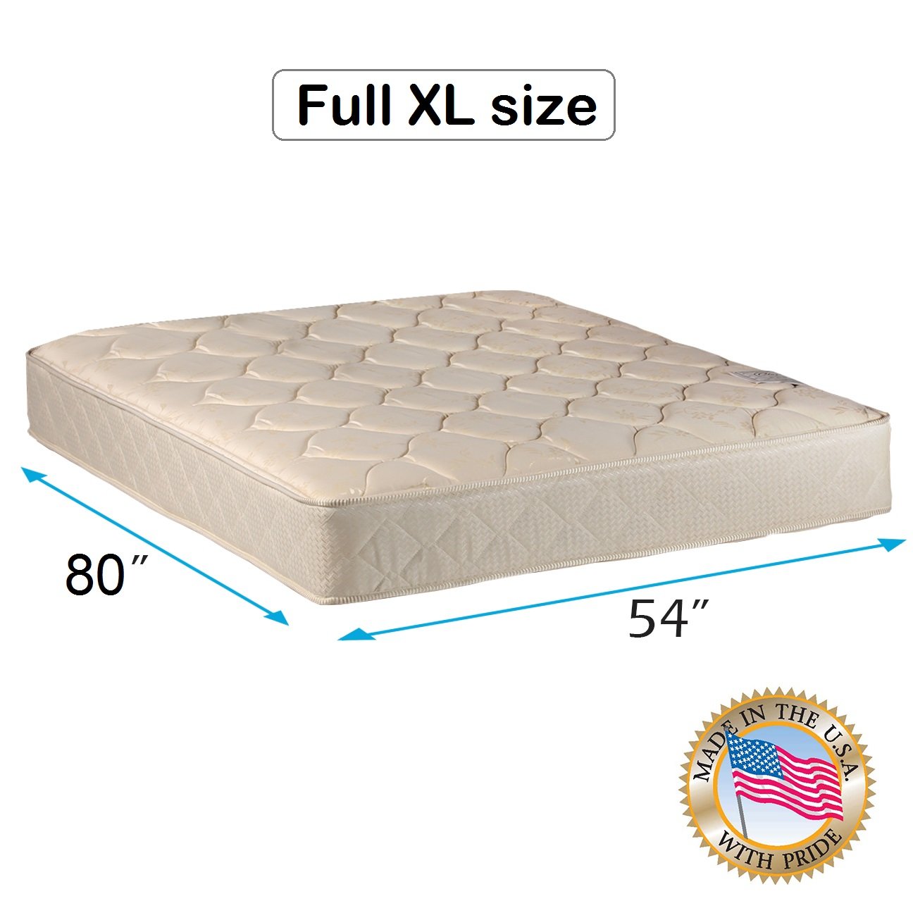 Dream Solutions USA Comfort Classic Gentle Firm 1-Sided Mattress Only with Mattress Protector Included - Innerspring coils, Fully Assembled, Orthopedic, Long Lasting (Full XL 54"x80"x9")