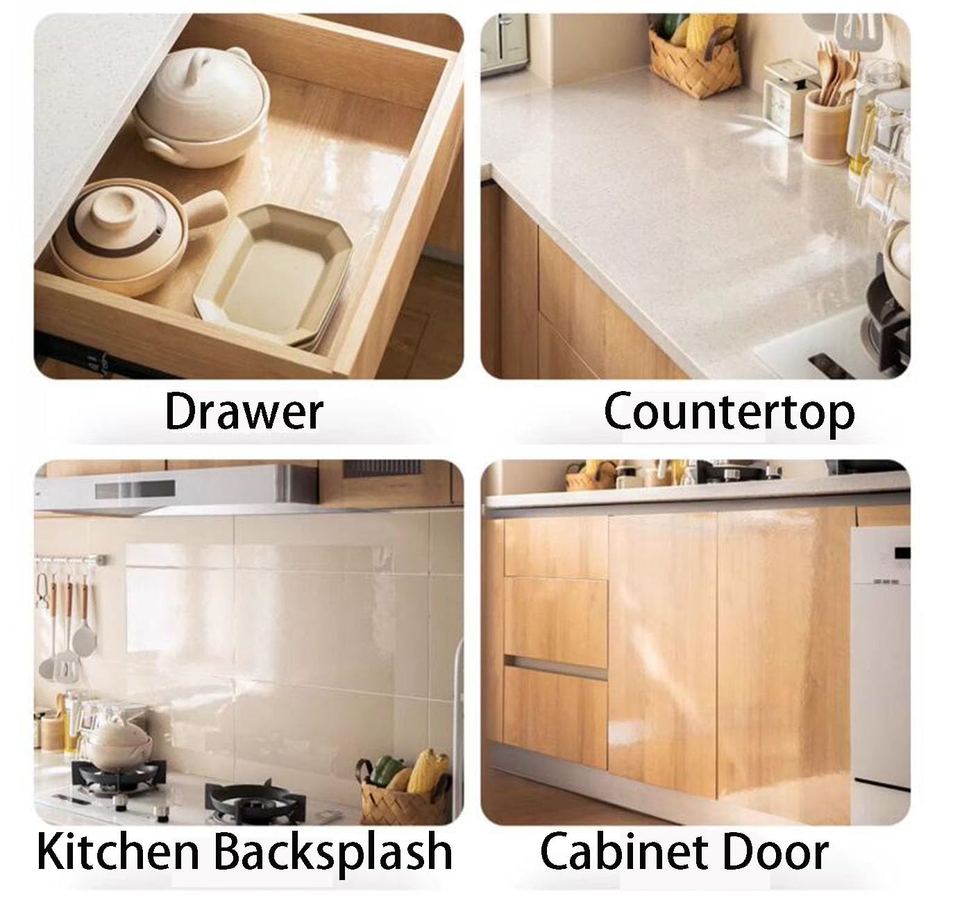 CHANMOL Clear Peel and Stick Wallpaper, Self-Adhesive Wallpaper Wall Protector, Oil Proof Waterproof Contact Paper for Kitchen Cabinets, Whiteboard, Shelf Drawer Liner (15.7" x 394")