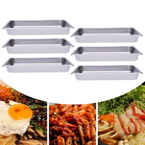 NG NOPTEG Full Size Steam Table Pans, 6-Pack 2.5 Inch Deep Restaurant Steam Table Pans 201 Gauge Stainless Steel Hotel Pan for Catering Supplies Restaurant Kitchen Pan Tray