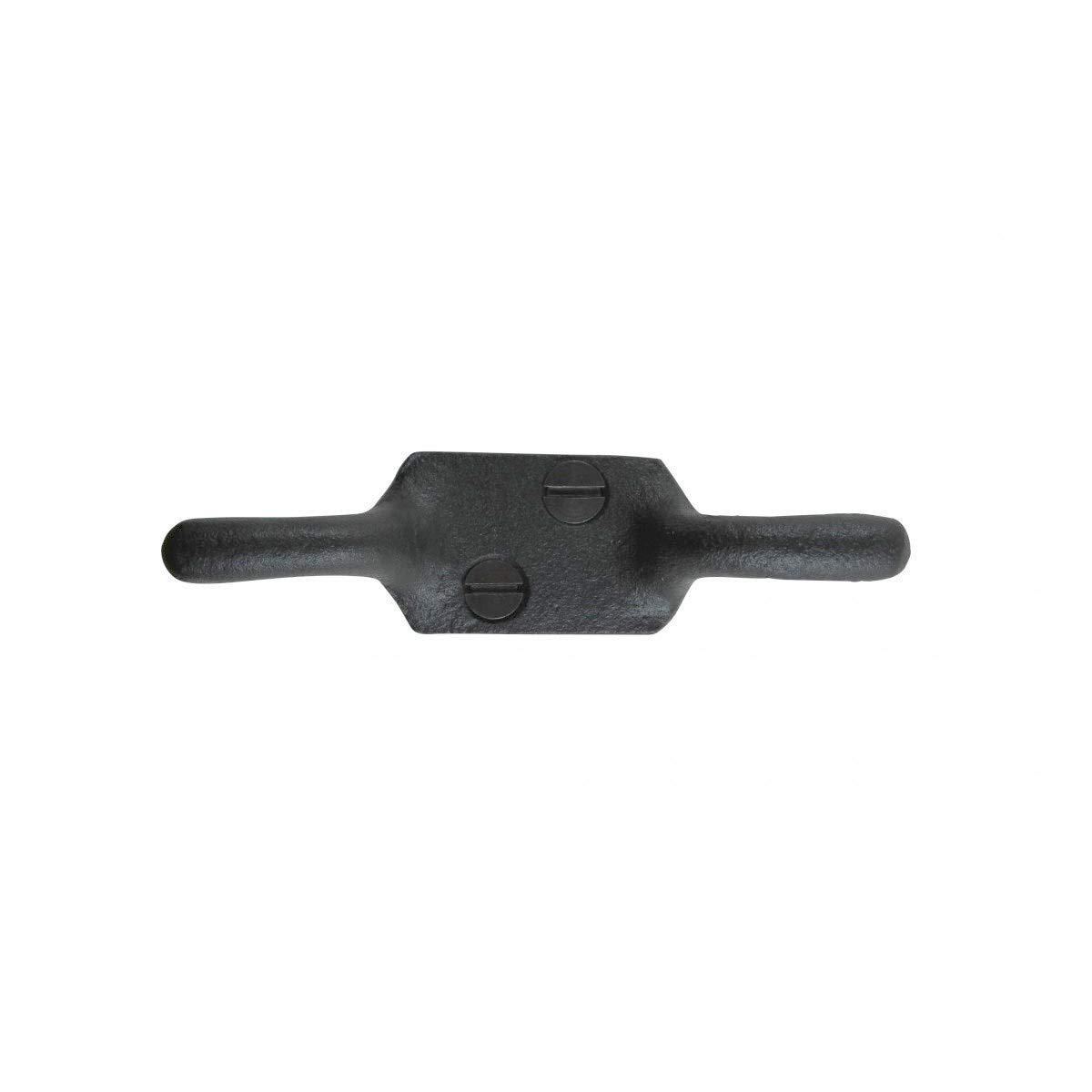 Renovators Supply Manufacturing Cleat Hooks 4 in. Black Wrought Iron Cord Rope Holder for Window Blinds or Flagpoles with Screws Pack of 4