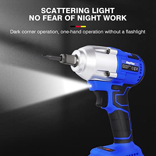 Cordless Impact Wrench 1/2 inch,420N.m Max Torque, Brushless Power Impact Gun, 6.0Ah Li-ion Battery with Fast Charger, 4Pcs Sockets, Electric Impact Driver for Car Home