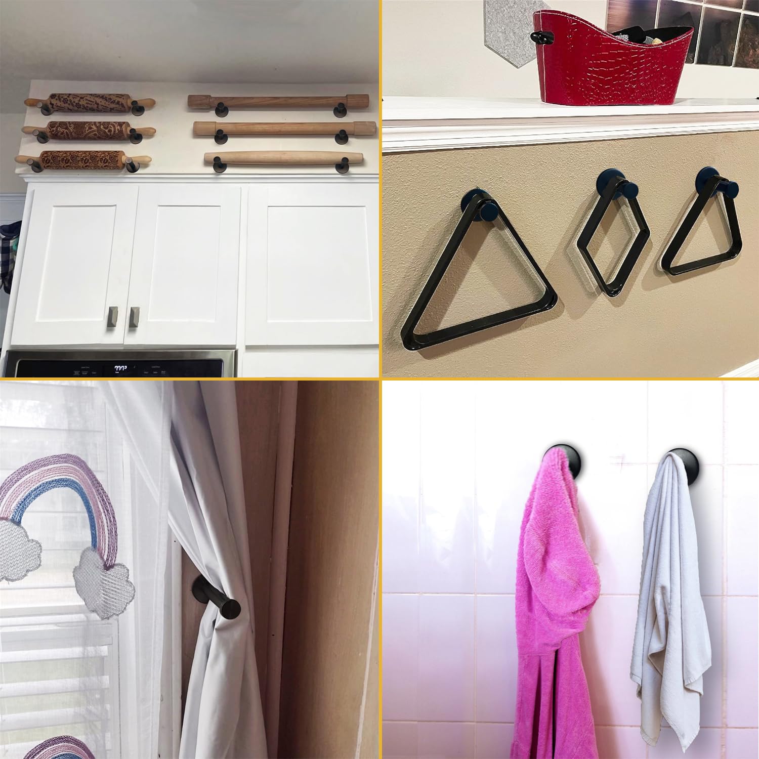 XiaoZu 6-Pack Black Coat Hooks, Heavy Duty Wall Hooks for Hanging,Bathroom Towel Hooks, Sturdy Wall Mounted Robe Hook, Stainless Steel Clothes Hanger,2-in