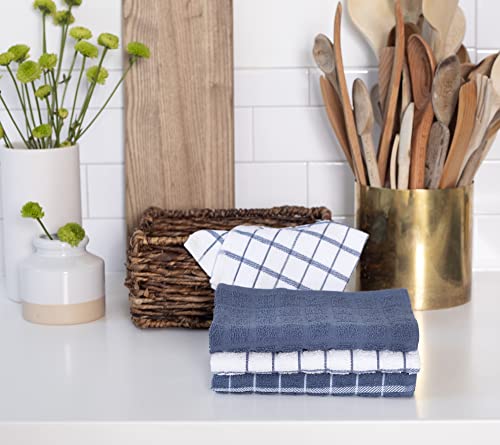 Ritz Premium Kitchen Towel Highly Absorbent, Super Soft, Long-Lasting, 100% Cotton Terry Dish Towels, Hand Towels, Tea Towels, Bar Towels, 3-Pack, 25"x15", Blue