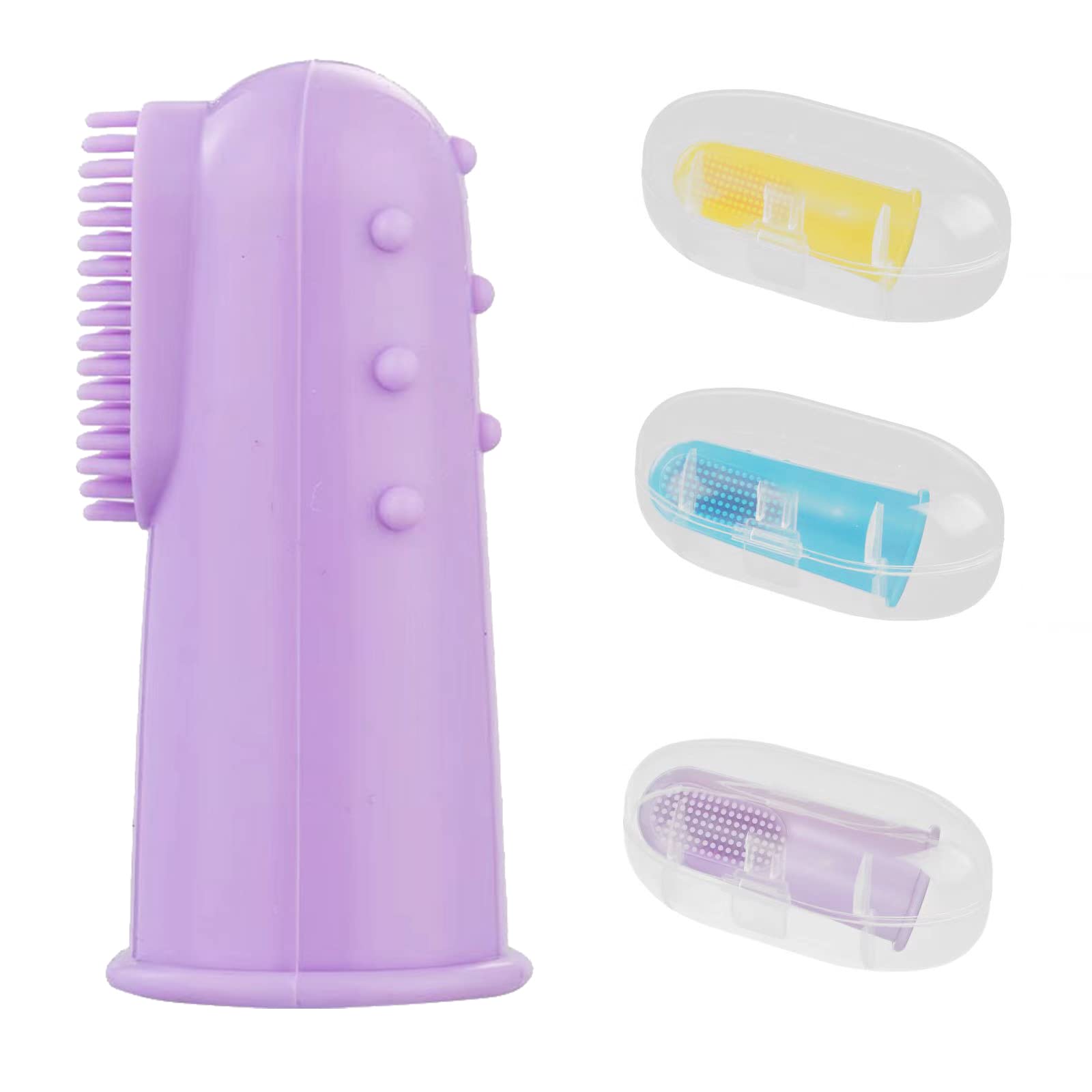 BINFAR Dog Toothbrush,Finger Toothbrush Kit,Ergonomically Designed,Easy Teeth Cleaning (Dots on The Back)