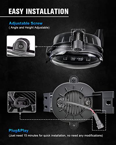 BICYACO New Version LED Fog Light Compatible with Dodge Ram 1500 2002-2008 Dodge Ram 2500/3500 Pickup Truck 2003 2004 2005 2006 2007 2008 2009-1 Pair Black