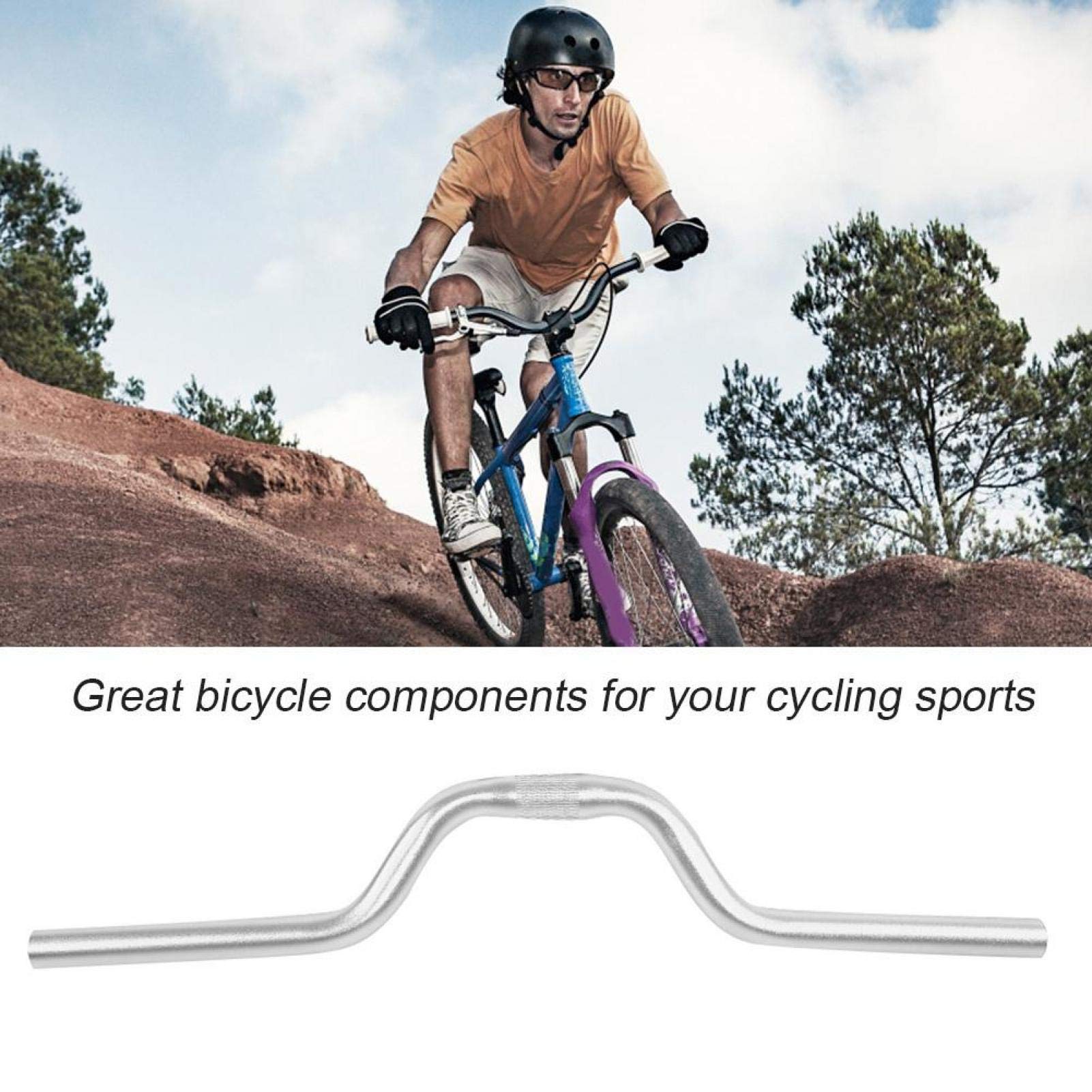 Bicycle Handlebar, Aluminum Alloy Swallow Shaped Handlebar 25.4mm*520mm Riser Handlebar for Mountain Road Bikes( Silver)