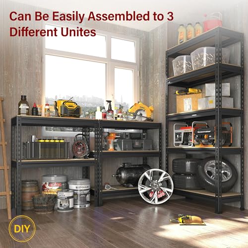 CFSAFK Storage Shelves 5 Tire, Adjustable Metal Storage Shelving, Heavy Duty Shelf for Garage,1400lbs, 32" W x 16" D x 63" H, 2 Pack