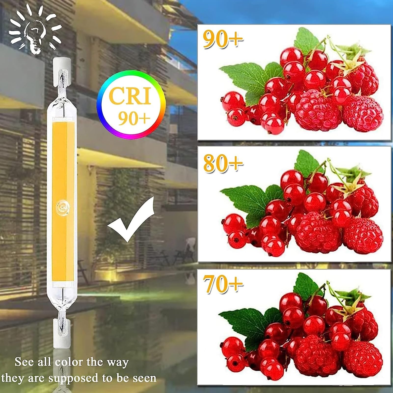 Dimmable R7s LED Bulbs 20W High Brightness LED Light Bulbs 200W Halogen Equivalent Bulbs R7s Double Ended J-Type T3 R7s Base for Work Lighting Landscape Lights,Warm White,118mm 2 Pack