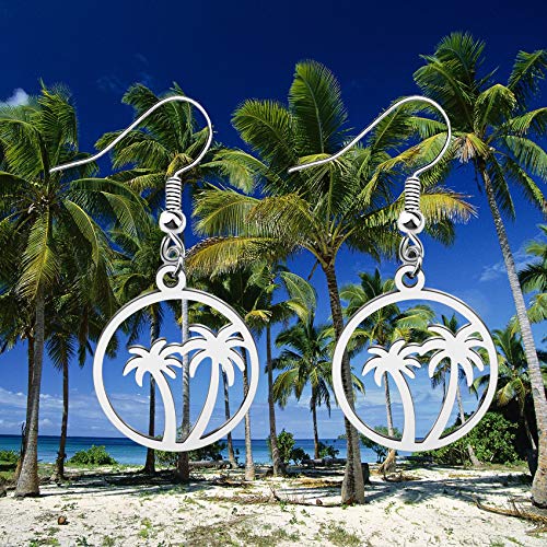 BEKECH Tropical Coconut Palm Tree Cut Out Earring Summer Beach Jewelry Holiday Bridal Beach Wedding Jewelry for Bridesmaid
